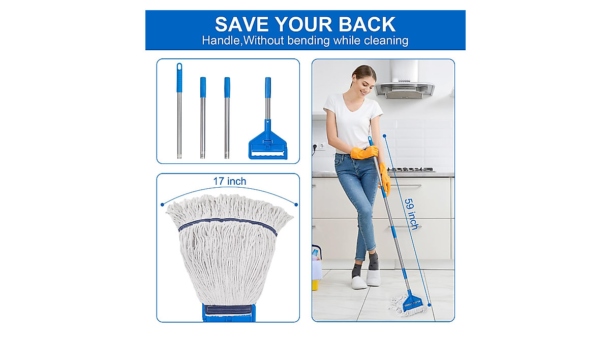KeFanta Heavy Duty Industrial Mop 60 Inch Durable Wet Mop for All Surfaces