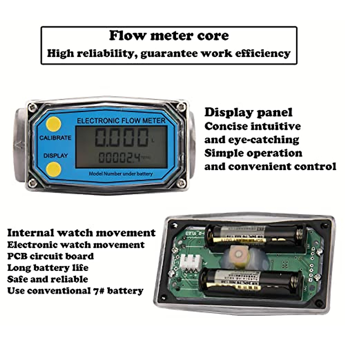 1" Flow Meter, LCD Electronic Digital Display Flowmeter，with 1-Inch NPT Inlet/Outlet, for Measure A Variety of Diesel, Kerosene, Gasoline Liquid Flow