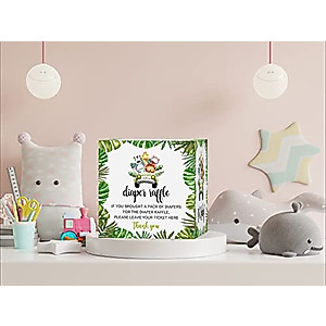 Diaper Raffle Tickets and Advice Cards For Baby Shower - 1 Card Collection Box & 50 Tickets, Jungle Animal Baby Shower Card Box, Party FavorsDecorationsSupplies, Game Kit, 8" Card Box -009BOX