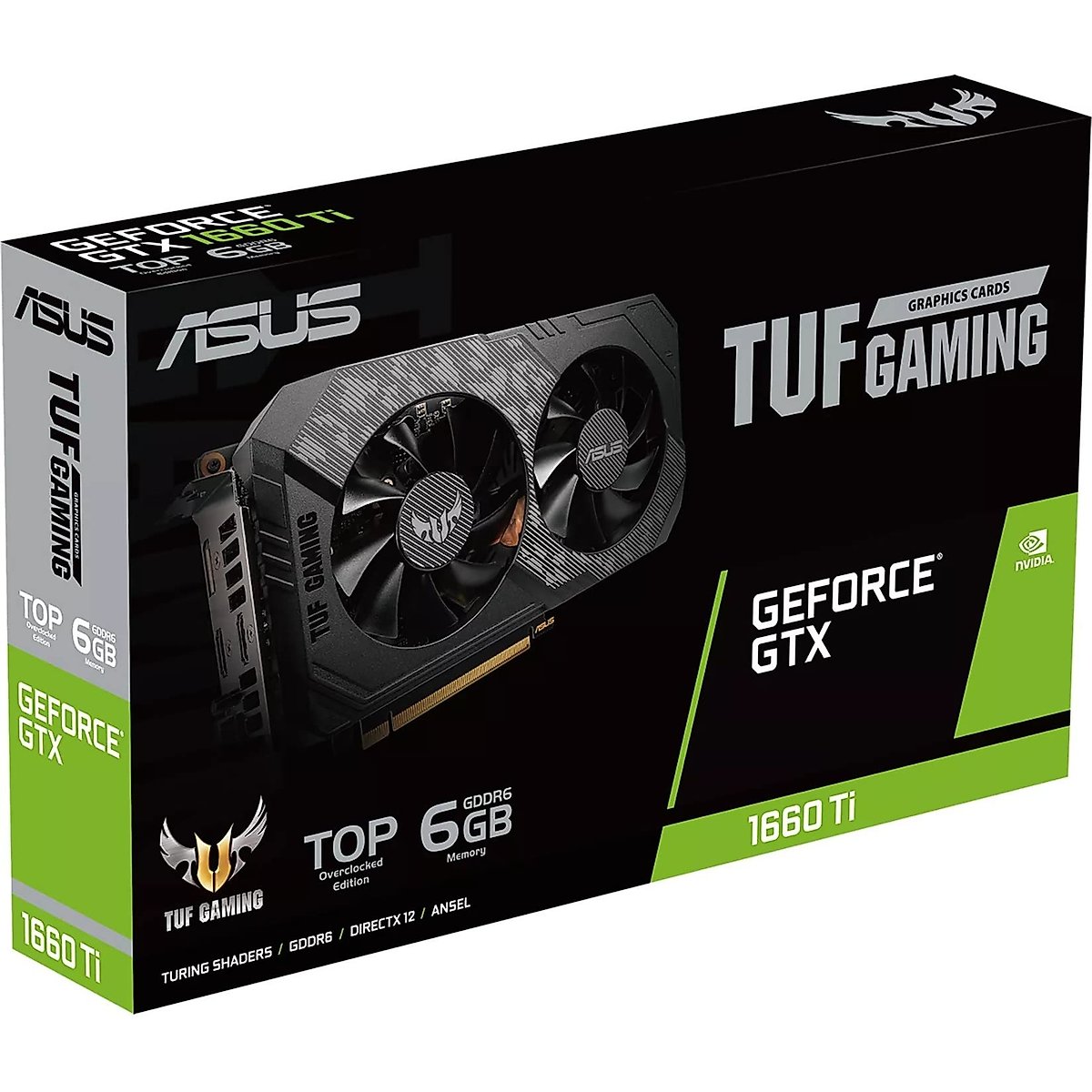 ASUS TUF Gaming NVIDIA GeForce GTX 1660 Ti EVO TOP Edition Graphics Card (PCIe 3.0, 6GB GDDR6, 14Gbps Memory Speed, HDMI 2.0b, DisplayPort 1.4, Space-grade Lubricant, Compact Design, GPU Tweak II)