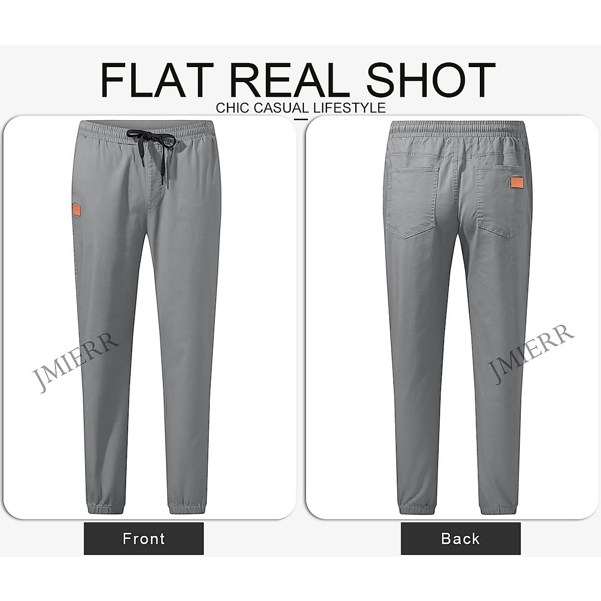 JMIERR Mens Casual Joggers Pants - Cotton Drawstring Chino Cargo Pants Hiking Outdoor Twill Track Jogging Sweatpants Pants with Pockets for Men, US 40(2XL), C Light Grey