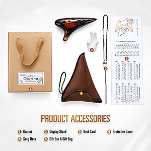 MIFOGE Mini Kalimba Thumb Piano 8Keys & MIFOGE Ocarina 12 Hole Tones Alto C