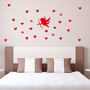 Valentine Day Decor Cupid Angel Wall Decal Love Arrow Decals Heart Wall Decor Love Heart Wall Stickers Family Kids Room Home Wall Window Couple Bedroom Decoration