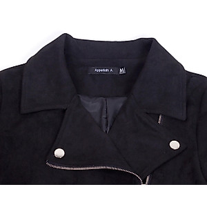 Apperloth A Women’s Solid Long Sleeve Faux Suede Motorcycle Jackets Zipper Short Coats