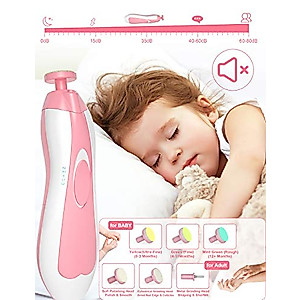 OTTOLIVES Baby Healthcare and Grooming Kit, 24 in 1 Baby Electric Nail Trimmer Set Newborn Nursery Health Care Set for Newborn Infant Toddlers Baby Boys Girls Kids Haircut Tools (0-3 Years+) (Pink)