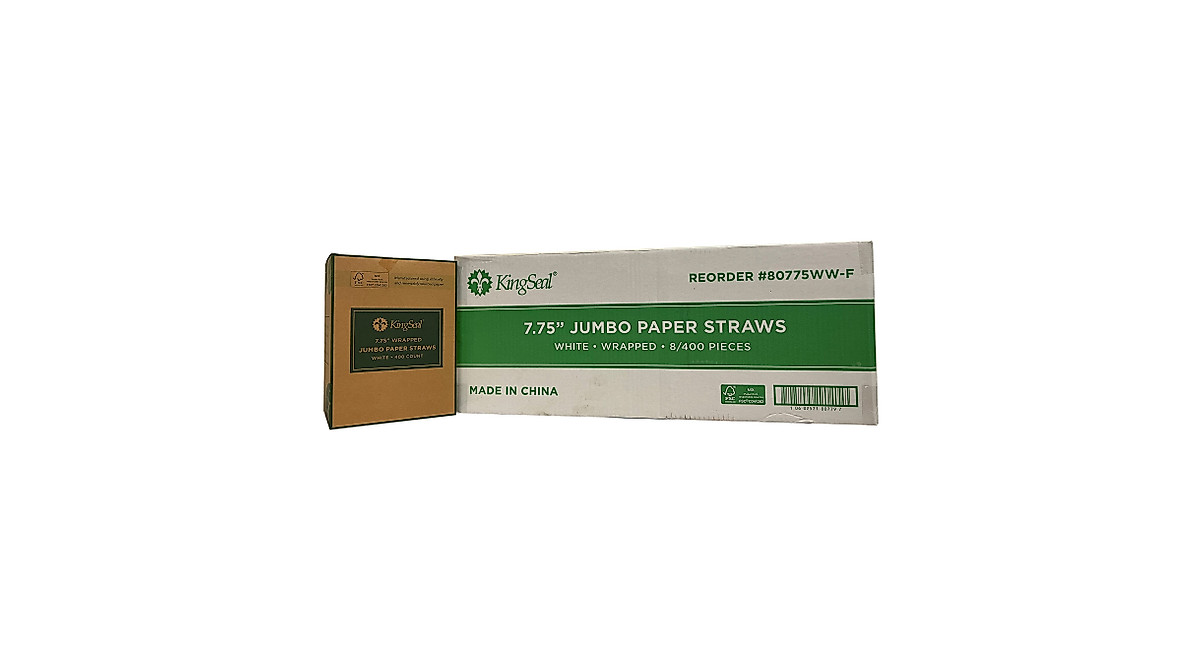 Kingseal FSC Certified Paper Straw Bulk Pack - Eco-Friendly 400 Count