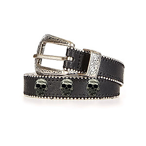 Kesvila 10PCS Skull Head Decorative Buckle Skull Conchos for Leather Screw Back for Bag Leather Belt DIY Craft Making (Antique Silver)