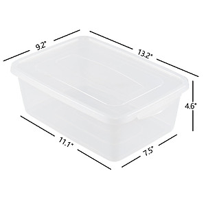 Nesmilers 6.5 Quarts Clear Latching Box, Plastic Storage Containers with Lids Set of 4