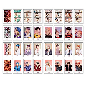 32Pcs Map Of The Soul New Album Lomo Card Set Photo Postcard Set with 5 Photo Clips 2 Meter String 1 3D Sticker