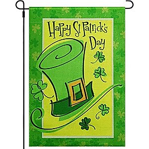Boao St Patrick's Day Garden Flag Shamrock Double Sided Irish Shamrock Yard Flag Holiday Decorative Flag 12 x 18 Inch for St Patrick's Day Indoor Outdoor Decoration