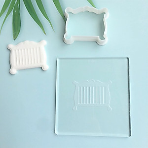 CHENRUI Baby Shower Cookie Fondant Stamp Oh Baby Fondant Embosser Cookie Stamp Cookie Cutter (Crib)