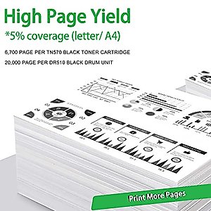 greencycle 4 Pack Toner Cartridge and Drum Unit Combo Set 3 PK TN570 + 1 PK DR510 Compatible for Brother DCP-8040 DCP-8045DN MFC-8840 MFC-8640D HL-5140 HL-5170N HL-5170DNLT Printer