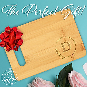 Personalized Cutting Boards - Small Monogrammed Engraved Cutting Board (D) - 9x6 Customized Bamboo Cutting Board with Initials - Wedding Kitchen Gift - Wooden Custom Charcuterie Boards by On The Rox