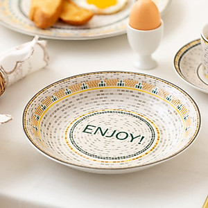 MDZF SWEET HOME 8-Inch Porcelain Bowls Set, Pasta Serving Dishes, Classical Style Tableware Deep Dessert Dishes - Set of 4