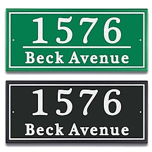 Personalized Reflective Address Plaque, Custom Aluminum House Number Sign with Two Screw, Address Sign for Outside Home, Street, House, 12.5"L x 5.5"H (Black or Green)