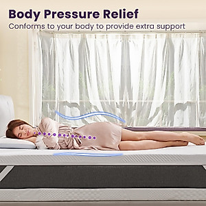 BDEUS 2 Inch Cooling Gel Memory Foam Mattress Topper, Ventilated High Density Pad for Pressure Relief, Bed Topper with Removable Cooling Touch Soft Cover, Queen Size