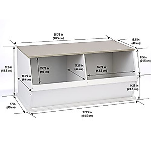 Badger Basket Two Bin Stackable Toy Storage Cubby Organizer - White/Light Gray