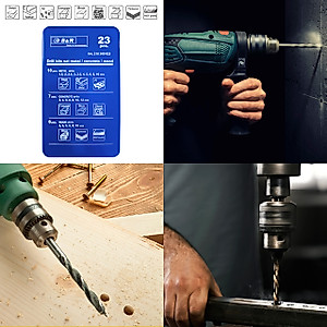 S&R Metal Concrete Masonry Drill Bit Set 23 Pcs. Multi Functional: 10 Metal Drills HSS M2 Steel / 7 Concrete Drills / 6 Wood Drills/Bits Set in Metal Box Multi-Purpose