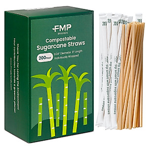 [125 Pack] Bubble Tea Straws 8.5 Inch Long - Black Wide Disposable Paper Drinking Straws, Biodegradable Compostable Eco-friendly Plastic Alternative, for Hot Cold Boba Pearl Milkshake Coffee Smoothie
