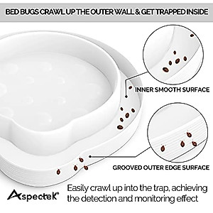 ASPECTEK Bed Bug Trap, Bed Bug Interceptor-Pack of 8. Insect Trap, Safe Eco Friendly, Bed Bug Eliminator (White)
