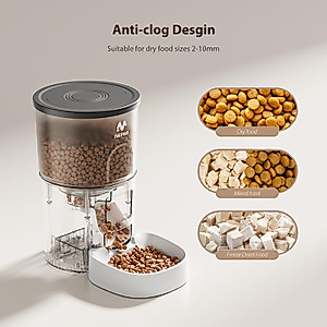 IMIPAW Automatic Cat Feeder and Water Fountain, Timed Pet Dry Food Dispenser, Programmable Portion Control, 1-6 Meals Per Day, Cat Fountains for Drinking with Filter, Small Pets (3L Combo)