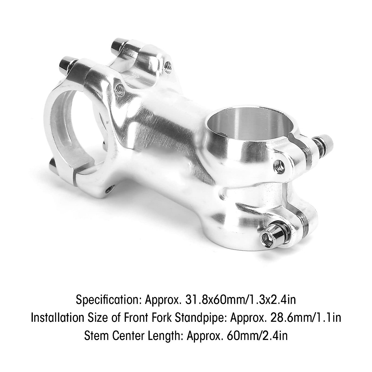 SUNGOOYUE Bike Stem Fits 31.8mm/1.3in Handlebar, Aluminum Alloy Handlebar Stem for Road Bikes Mountain Bikes Silver