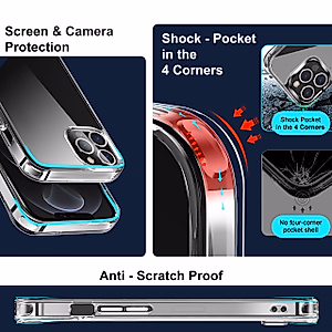 CEDO Kickstand Case for iPhone 13 Pro Max, 3-Way Mode Built-in Metal Stand Phone Case, Mil-Grade Shockproof Bumper, Transparent Acrylic & Slim Fit, Designed for iPhone 13 Pro Max, Crystal Clear