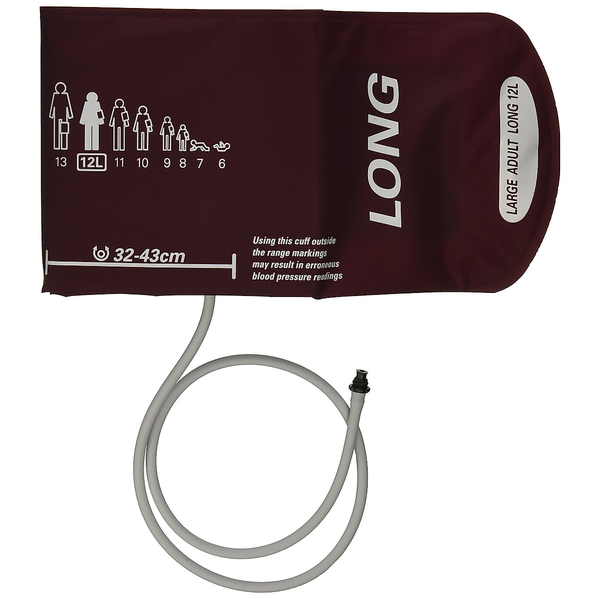 Welch Allyn WELREUSE-12L-1TP FlexiPort Reusable Blood Pressure Cuffs with One-Tube Tri-Purpose Connectors, Large Adult Long, Size 12L