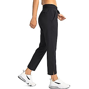 Soothfeel Women's Pants with 4 Pockets 7/8 Stretch High Waisted Sweatpants Travel Athletic Work Golf Pants for Women(Black, Medium)
