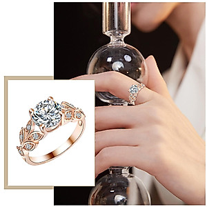 Rings for 10-12 Year Old Girls Engagement Round Cut Zircons Women Wedding Rings Jewelry Rings for Woman Full Diamond Ladies Ring (Rose Gold, 9)