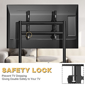 Artistic Easel TV Stand for 32-86 inch LCD LED Flat Curved Screens TVs up to 132 lbs, Studio TV Display Stand with Height Adjustable, TV Stand with 4 Legs, Max VESA 660x400mm, Hide Your Wires, Black