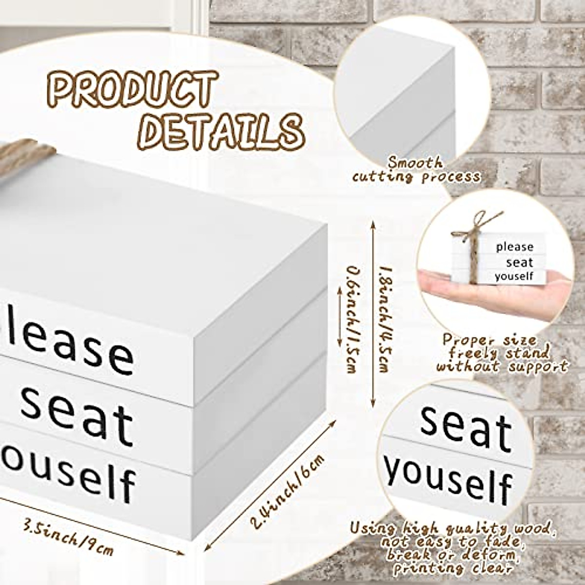 Set of 2 Wooden Farmhouse Mini Books for Bathroom Farmhouse Mini Bookstack Wooden Mini Books Farmhouse Decorative Books for Restroom Rustic Bathroom Decor for Home Shelves Accent Accessories