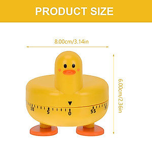 Angoily Yellow Duck Timer Mechanical Kitchen Timer 60- Minute Wind Up Dial 360° Rotating Pig Countdown Duck Reminder Cute Cartoon Animal Timer Cute Cooking Time Management