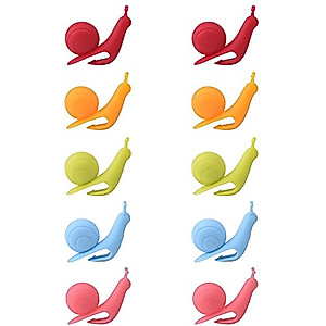 NaSh-Design 10 Pieces Cute Snail Shape Silicone Tea Bag Holder (Candy Colors)