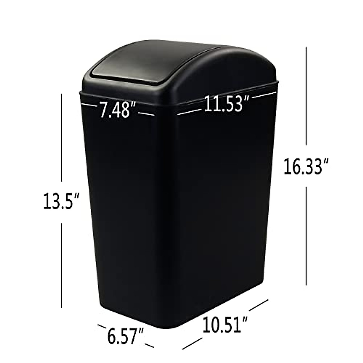 Doryh 16 L Trash Can with Swing Lid, Plastic Kitchen Garbage Can, 2 Packs
