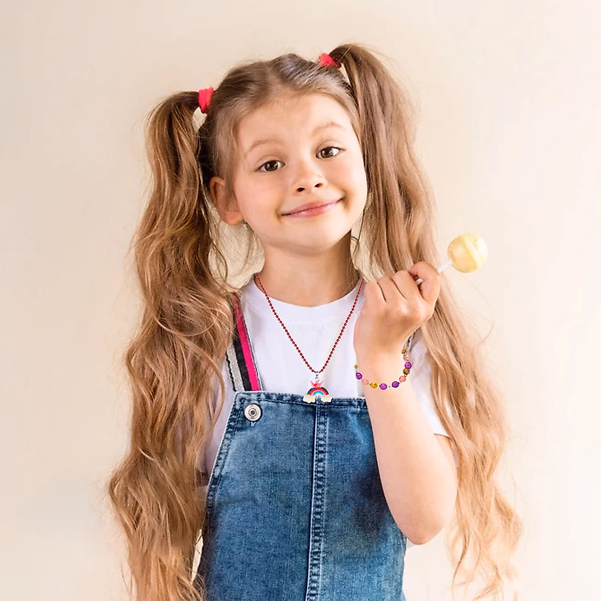 SOTOGO 12 Pieces Girls Necklaces and Bracelets Set Colorful Gift Party Favors Friendship Pretend Dress Up Play Jewelry for Kids Child Toddler, Cute Style