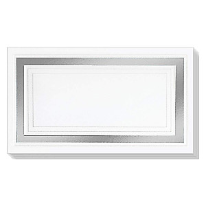 White 65lb Cover Stock Place Cards, Silver Foil Border, Micro-Perforated, 2" x 3 1/2", 200/box, Laser and Inkjet Compatible