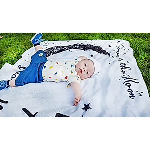 Miles&Molly Baby Monthly Milestone Blanket Boy, Girl |New Baby Boy Gift, Nursery Decor Baby Shower | Newborn Baby Month Blanket | Baby Growth Chart, 60x40