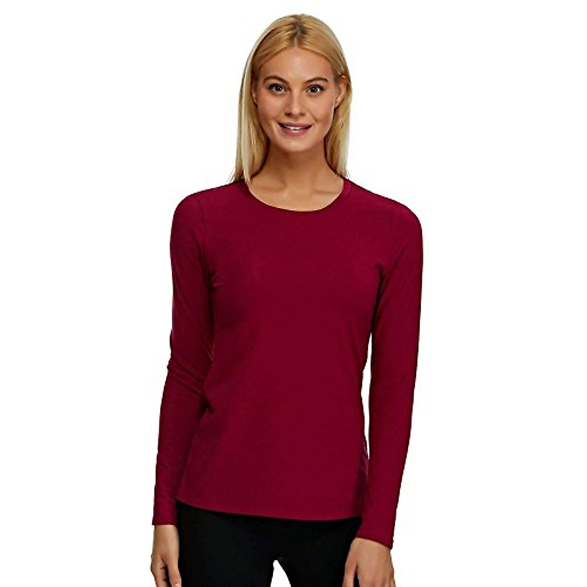 Felina | Key Item Long Sleeve Crew Neck Tee | Cotton & Modal | 2-Pack (Black Heather Gray, Large)