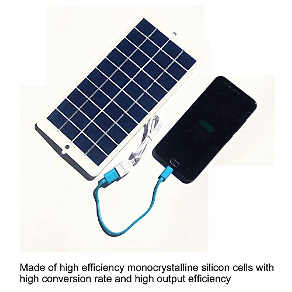 Alomejor Monocrystalline Silicon Solar Charging Panel for Phone, 4.5W USB Output Outdoor Charger
