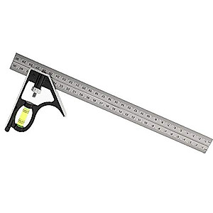 CREATIVE HOBBIES Universal Combination Angle Ruler Try Square Measuring Tool 300mm Adjustable Stainless Steel Multifunctional Combination Angle Protractor Right Angle Ruler Small Base 30cm