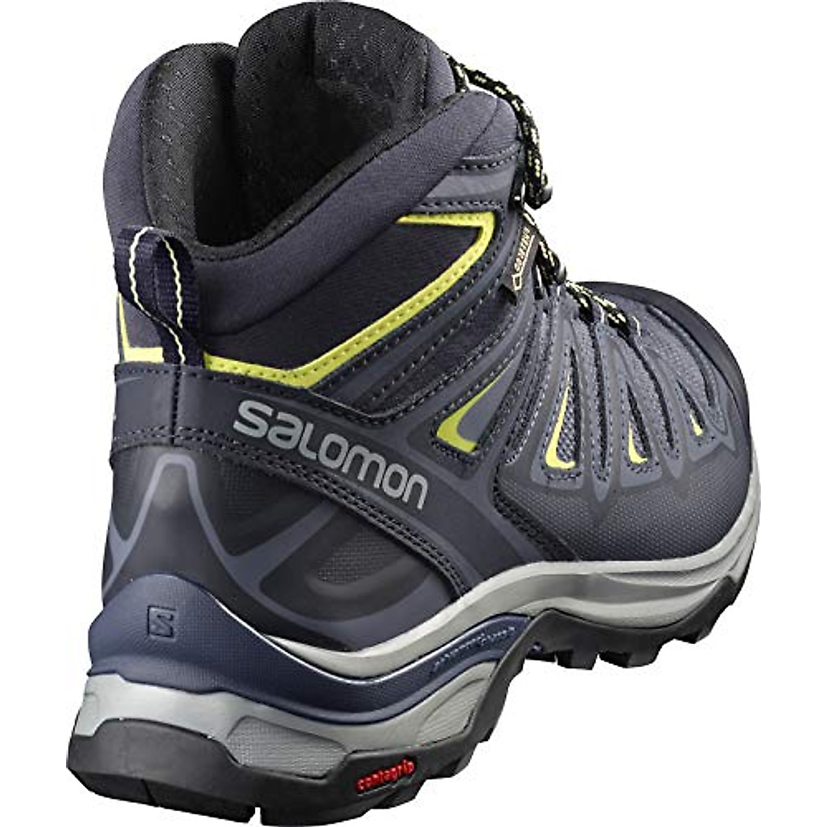 Salomon X Ultra 3 MID Gore-TEX Hiking Boots for Women, Crown Blue/Evening Blue/Sunny Lime, 8
