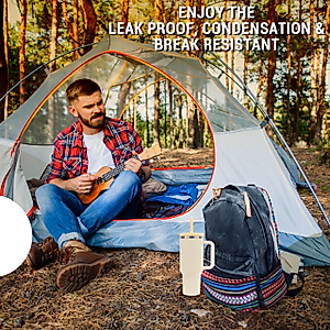 C&Y Company Tumbler With Straw and Handle 40oz, 40oz Tumbler With Silicone Straw, Leakproof Lid, Spill Proof Lid, Insulation Double Wall Stainless Steel Tumbler With Handle (Cream Lemon)