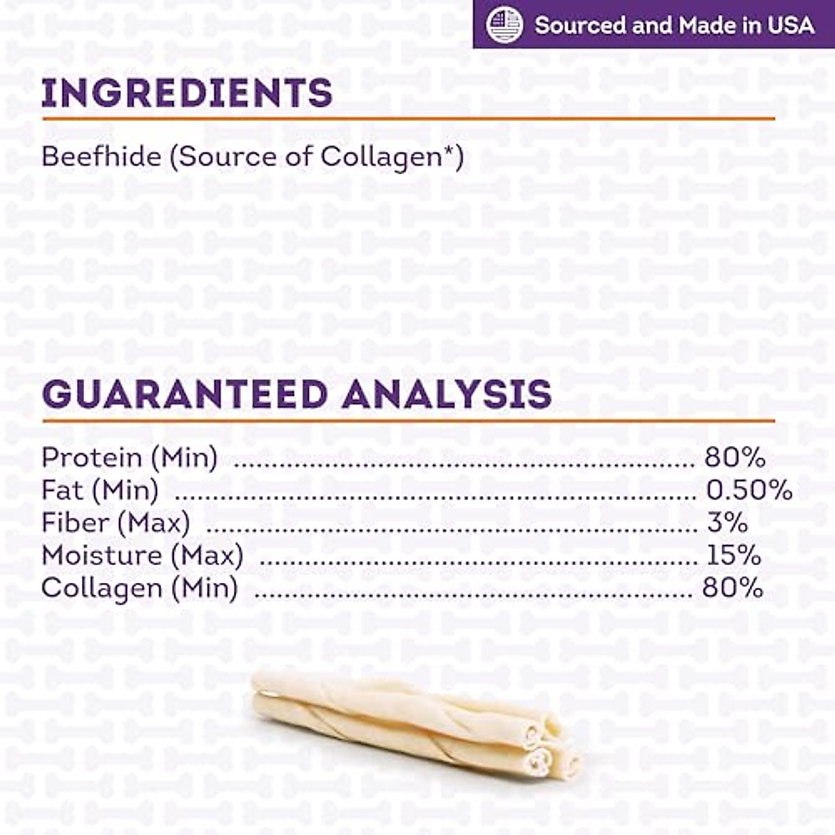 Treatly USA Collagen Twist Rolls 12-13" Dog Chew Treats - Natural Flavor, 4 Count/1 Pack