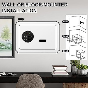 1.0 Cu ft Safe Box, Home Safe, Digital Home Security Safe Box with KEYS & NUMERIC KEYPAD, Personal Safe for Home Documents, Money Jewelry, Valuables (White)