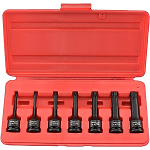 NEIKO 01132B 3/8” Drive Torx Star Driver Bit Socket Set | 7 Piece | T20 to T60 | 3” Length | Cr-Mo Impact Grade