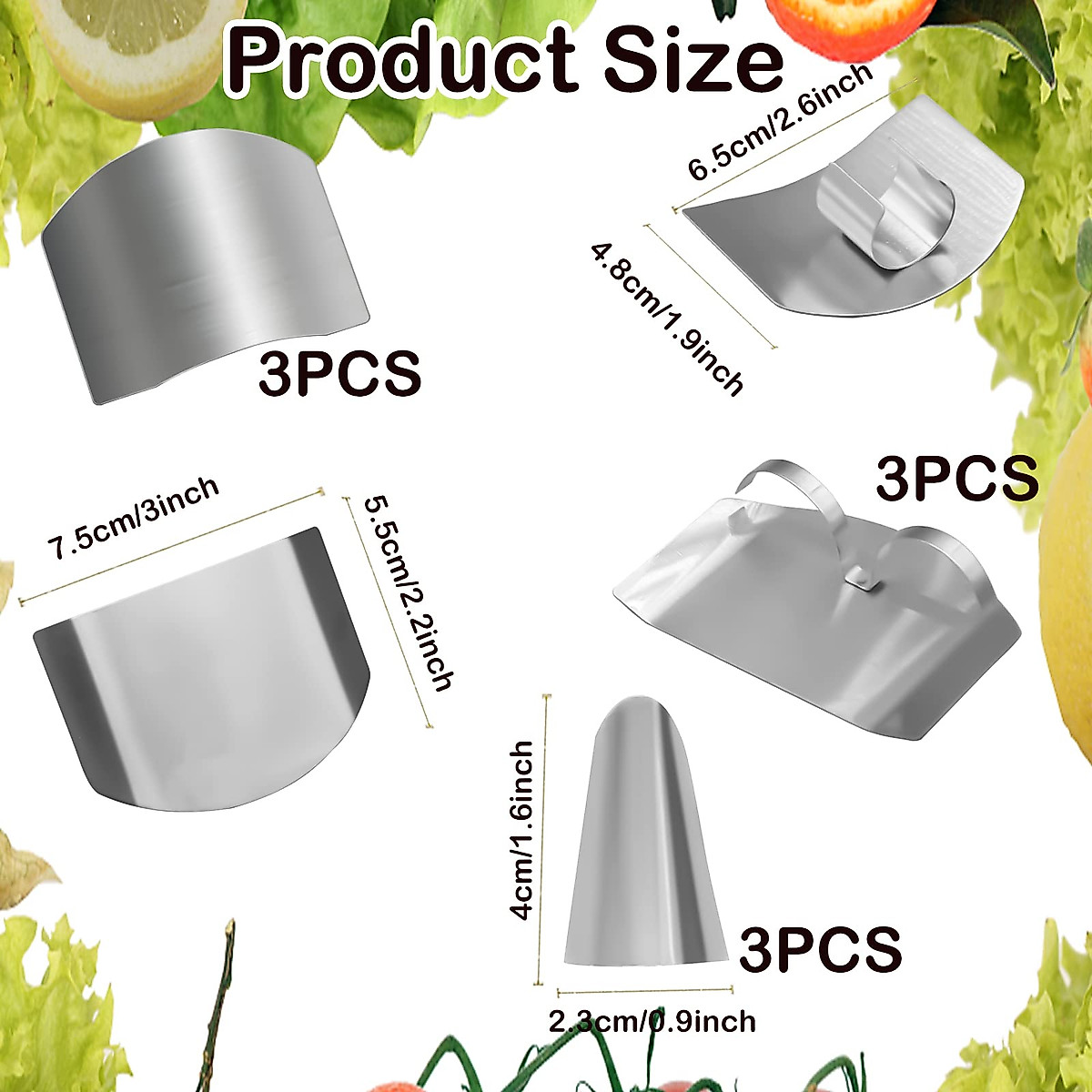 9 Pcs Finger Guards for Cutting, Stainless Steel Finger Protector for Cutting Food, Adjustable Knife Finger Guard Chop Guard Thumb Guard Peelers Anti-Cut Kitchen Tool for Slicing and Chopping