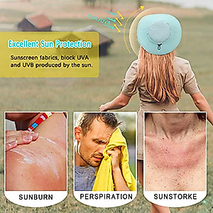 Jane Shine Outdoor Sun Hat Bucket Hats for Women Sun Protection Mesh Cap Quick-Dry UPF 50+ Coral Blue