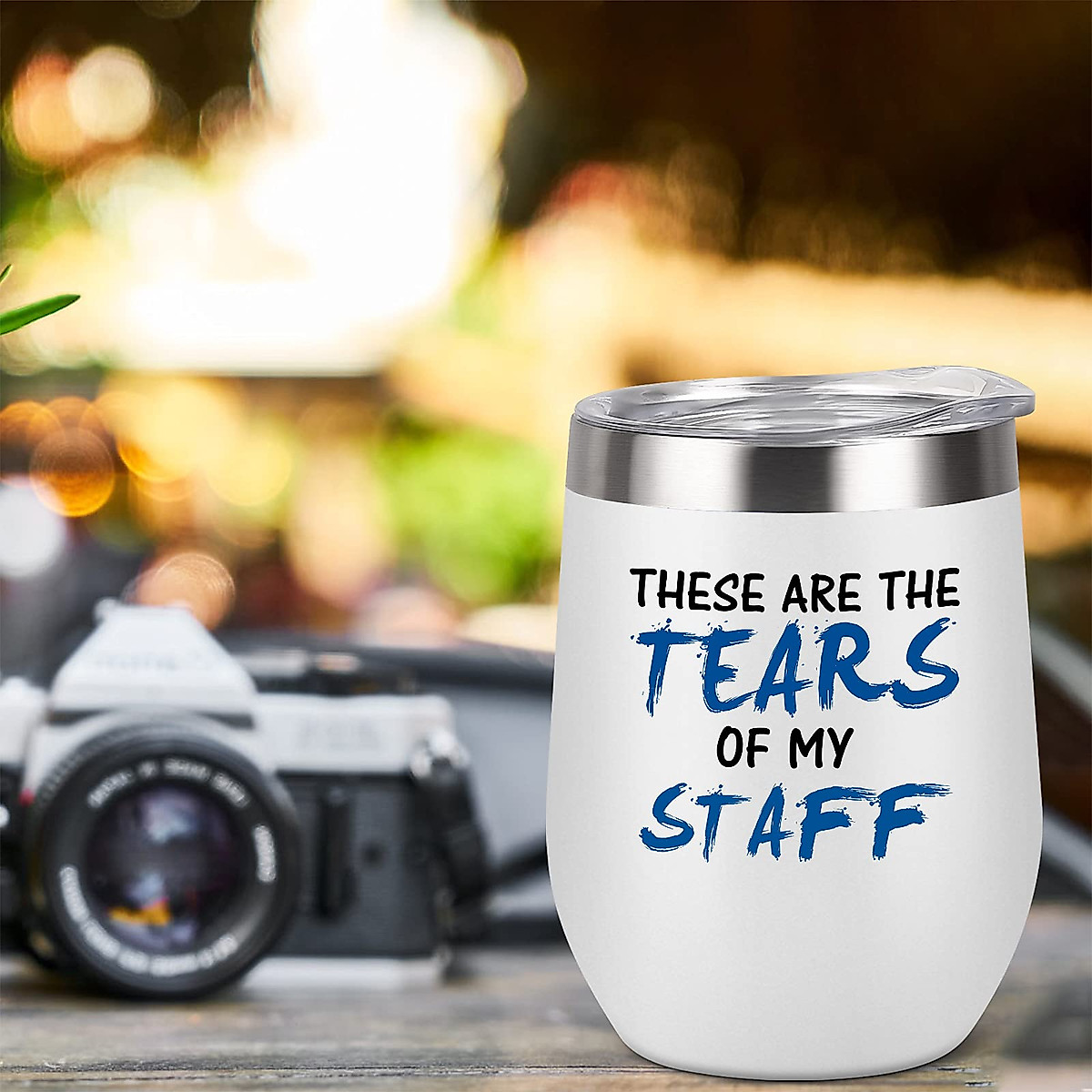 Qtencas Bosses Day Gift, These Are The Tears of my Staff Funny Wine Tumbler, Bosses Gift for Bosses Employees Workers Friends Coworker Men Women, Boss Insulated Tumbler for Christmas(12oz, White)