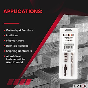 E-Z LOK 400-4-CR Threaded Inserts for Wood, Installation Kit, Stainless Steel, Includes 1/4-20 Knife Thread Inserts (6), Drill, Installation Tool